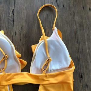 Swim | Yellow Ruffle Plunge Neck One Piece Swimsuit | Poshmark